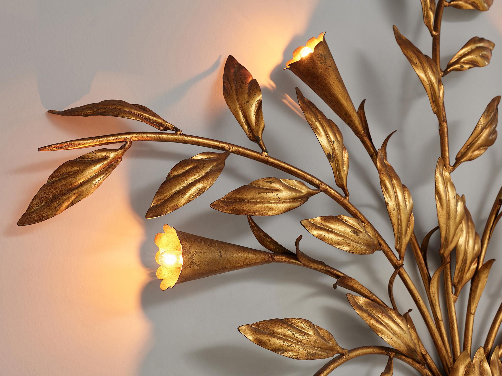 Floral Wall Light in Brass For Sale at 1stDibs