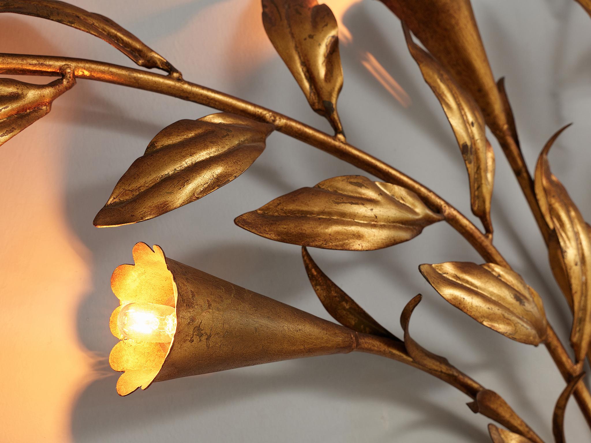 Floral Wall Light in Brass For Sale at 1stDibs