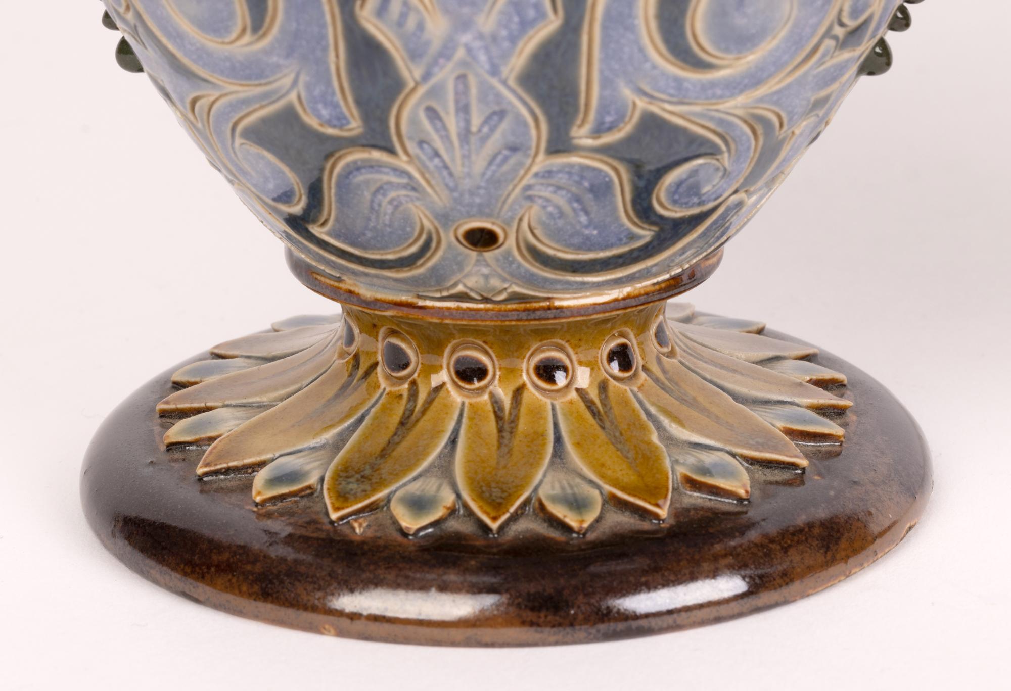 Florence Barlow Doulton Lambeth Pair Bird Decorated Vases at 1stDibs