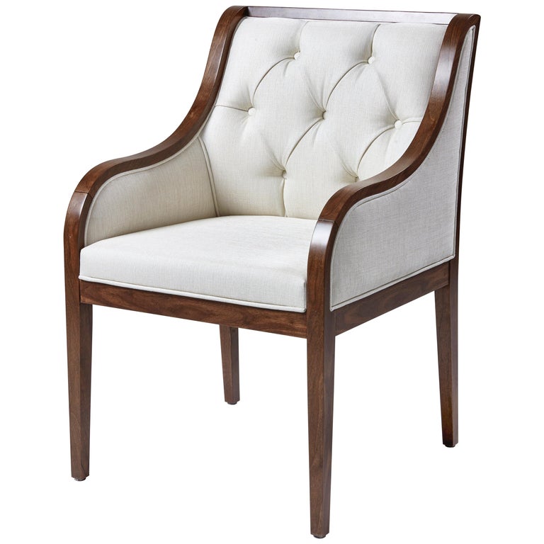 Florence Chair, Fully Upholstered in White Fabric and Framed in Wood ...