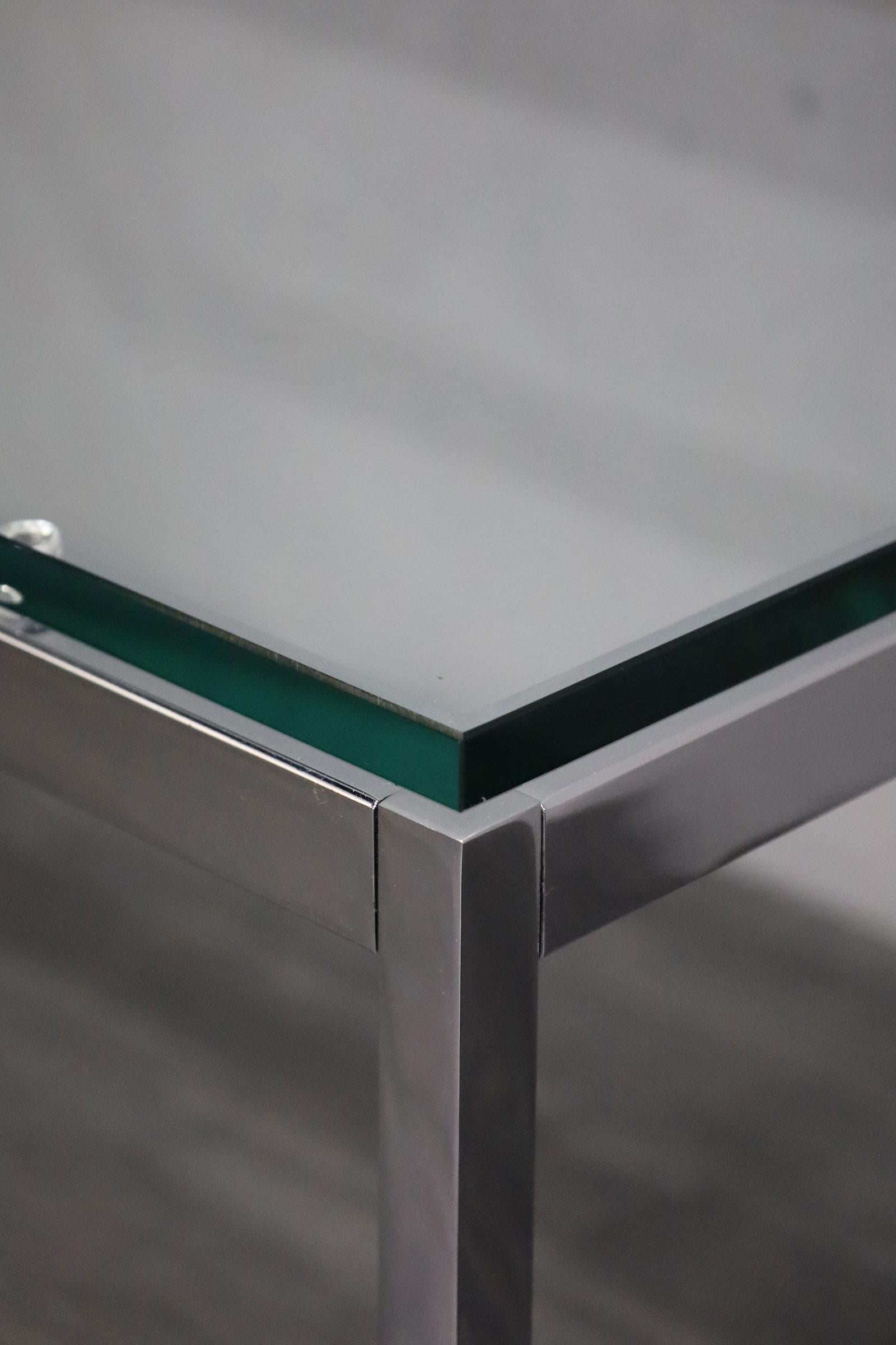 Florence Knoll Chrome and Glass Cocktail Table, Signed For Sale at 1stDibs
