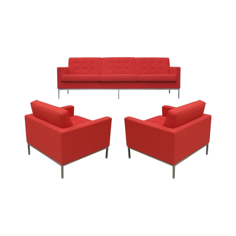 Florence Knoll for Knoll Sofa and Matching Lounge Chairs Living Room ...