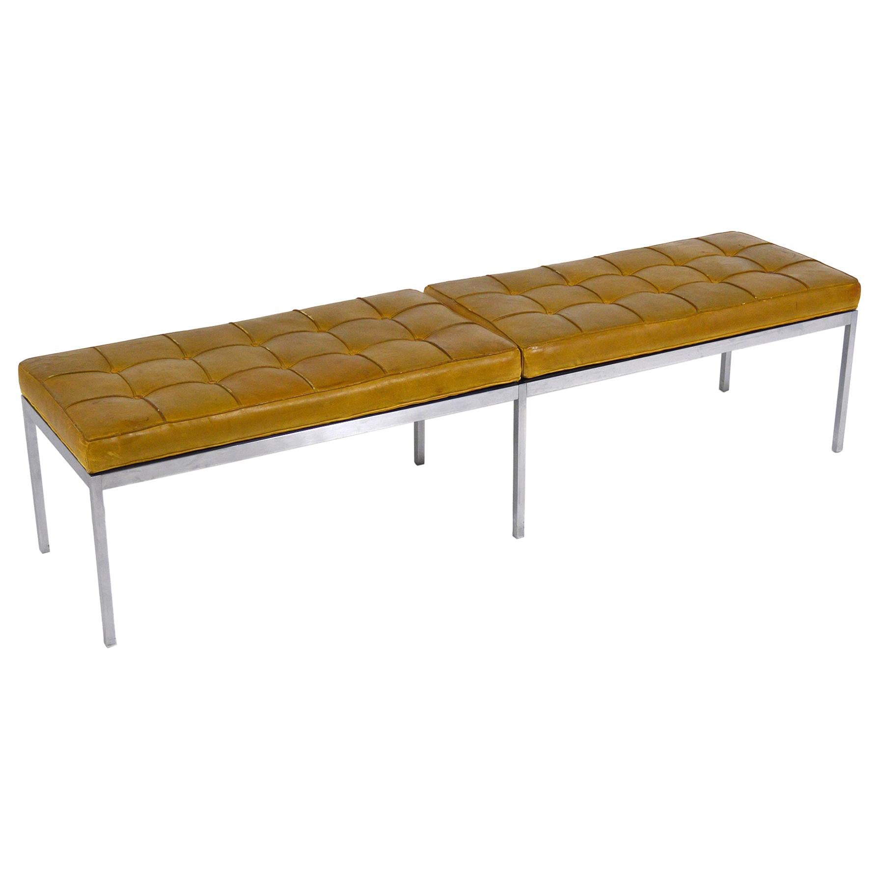 long leather bench by Knoll at 1stdibs
