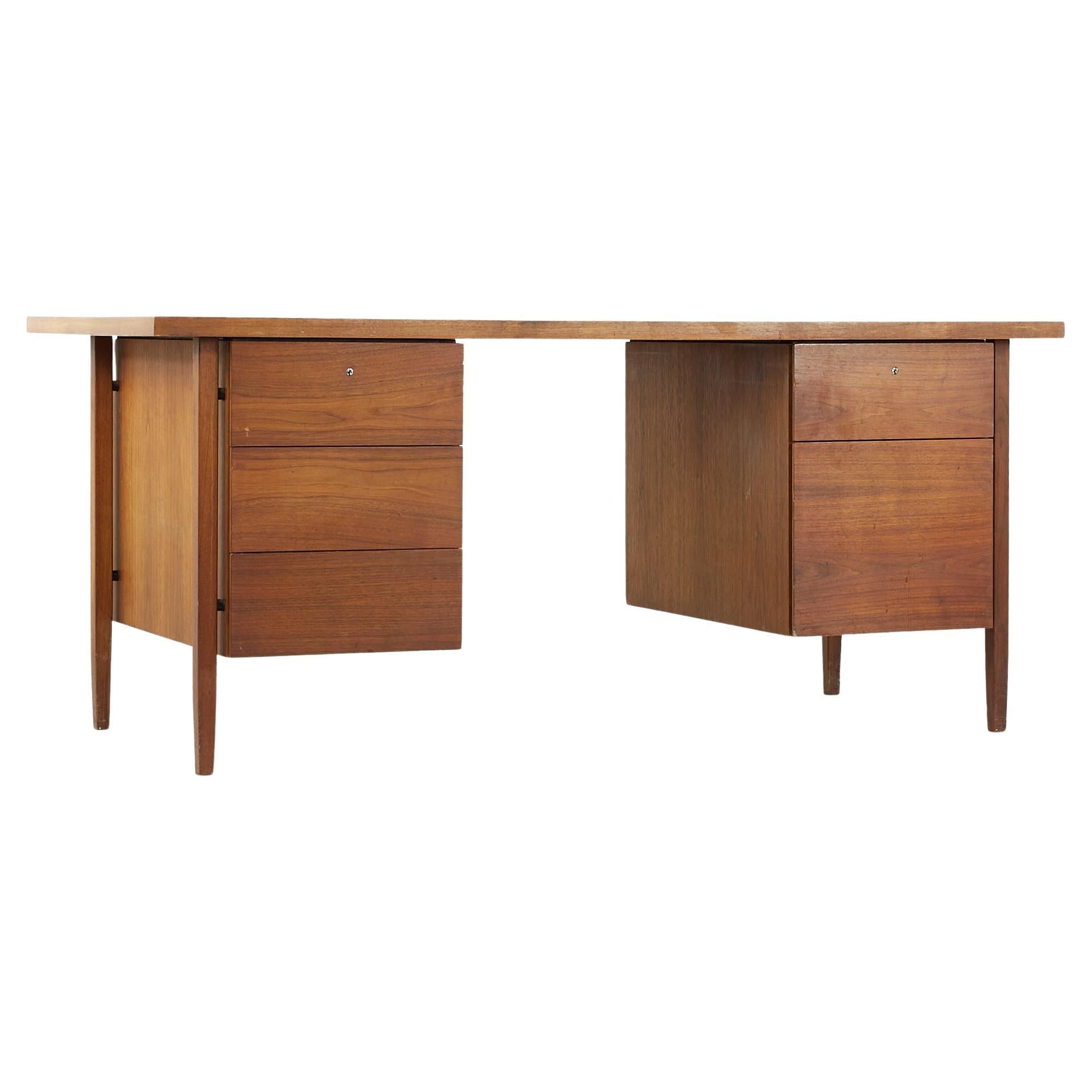 Classic Midcentury Walnut and Chrome Florence Knoll Desk Knoll For Sale ...