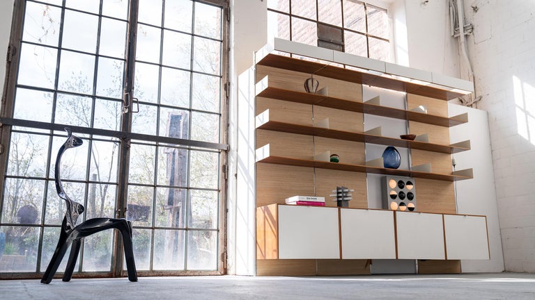 Florence Knoll, Rare Wall Unit, Teak and Seagrass, 1952 for Knoll ...