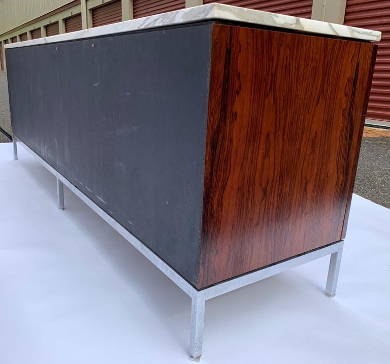 Florence Knoll Rosewood 10 Drawer Cabinet or Credenza with Carrara ...