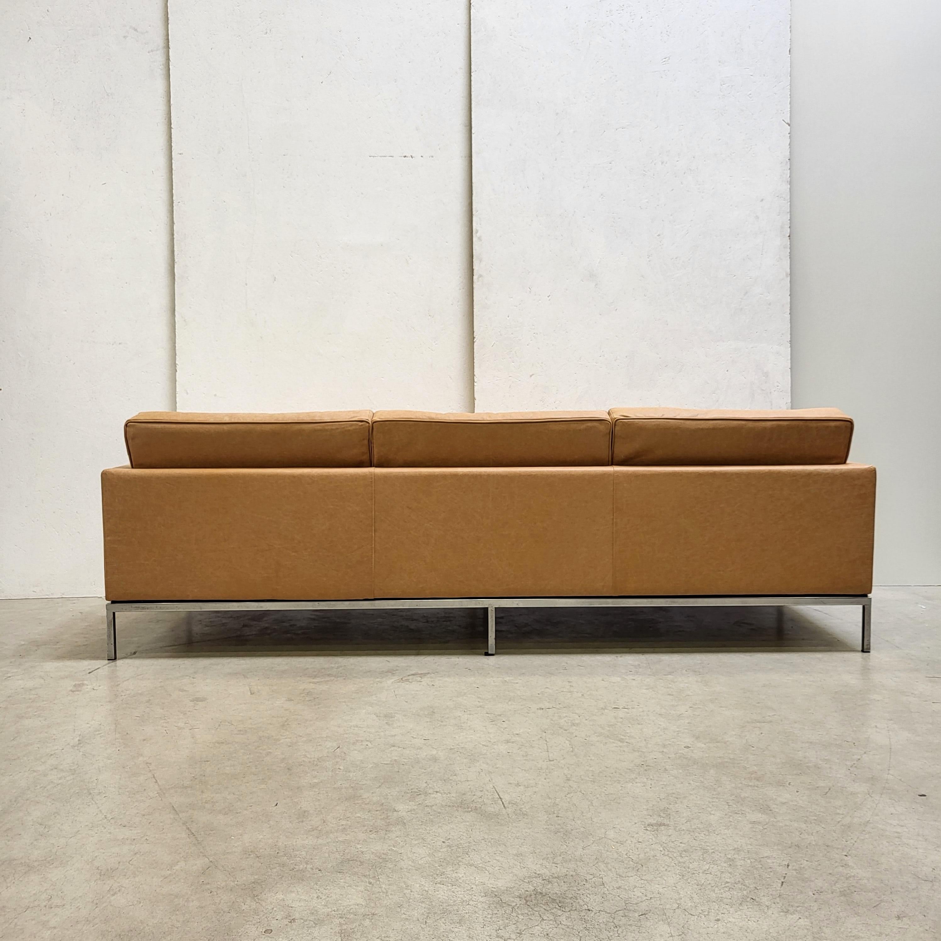 Florence Knoll Seating Group Naturale Cognac Sofa and Lounge Chair ...