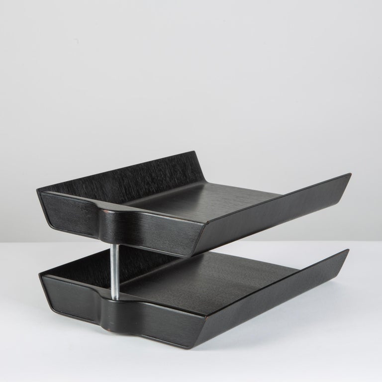 Florence Knoll Two-Tier Ebonized Walnut Paper Tray at 1stDibs