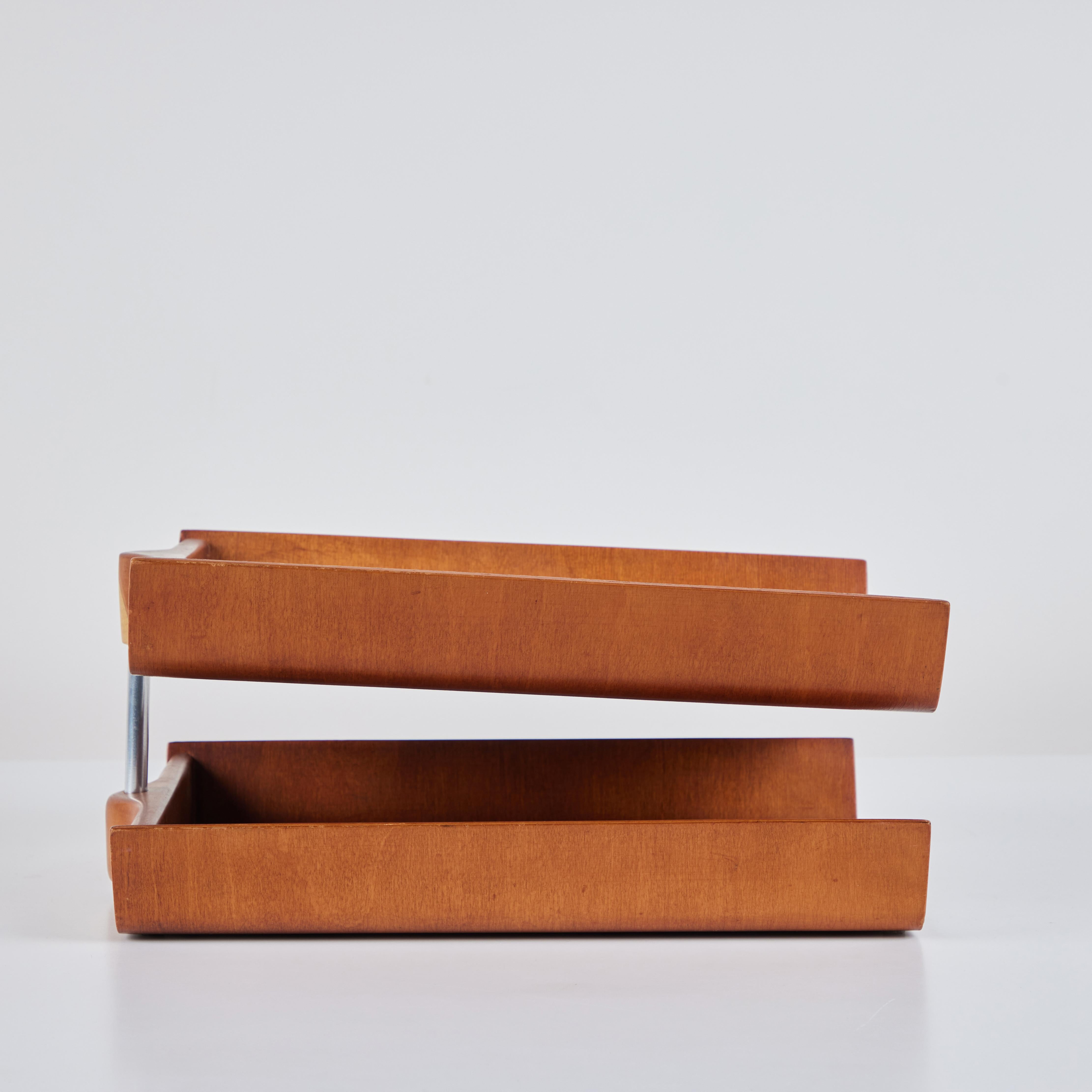 Florence Knoll Two-Tier Maple Paper Tray For Sale at 1stDibs