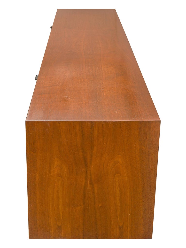 Florence Knoll Walnut Wall-Mounted Drop Front Cabinet for Knoll, USA ...