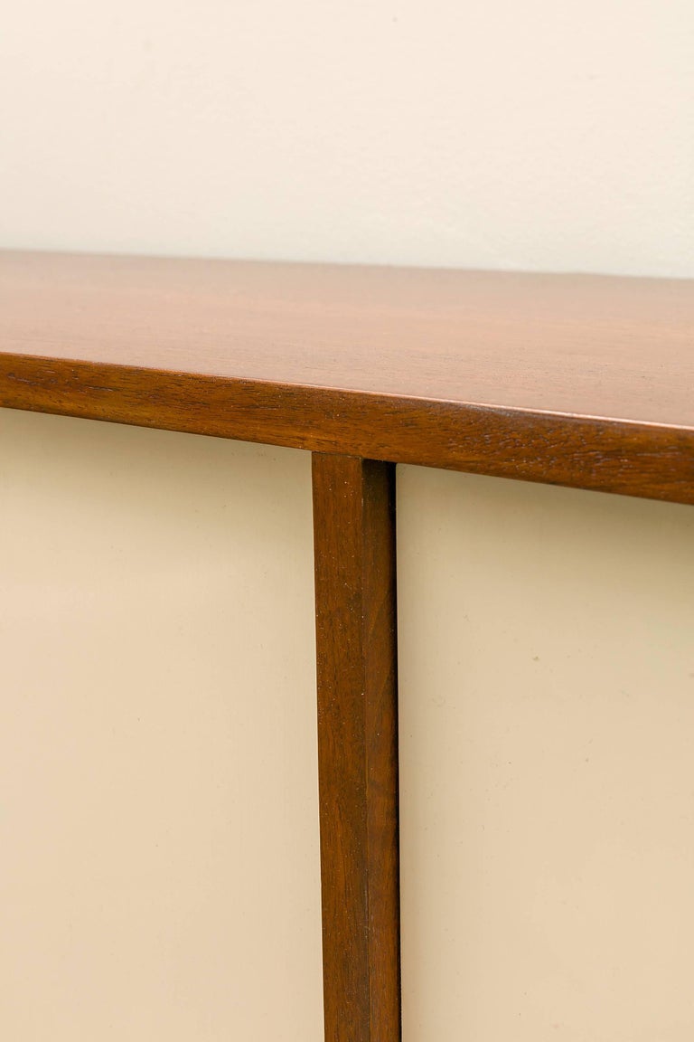 Florence Knoll Walnut Wall-Mounted Drop Front Cabinet for Knoll, USA ...