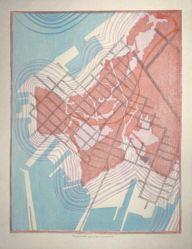 Florence Neal - "Red Hook Islands – 1770/2012", Woodcut Print Map of ...