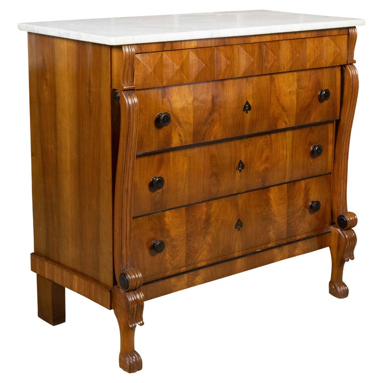 Florentine Commode with White Marble Top, Volutes and Ebonized Accents ...