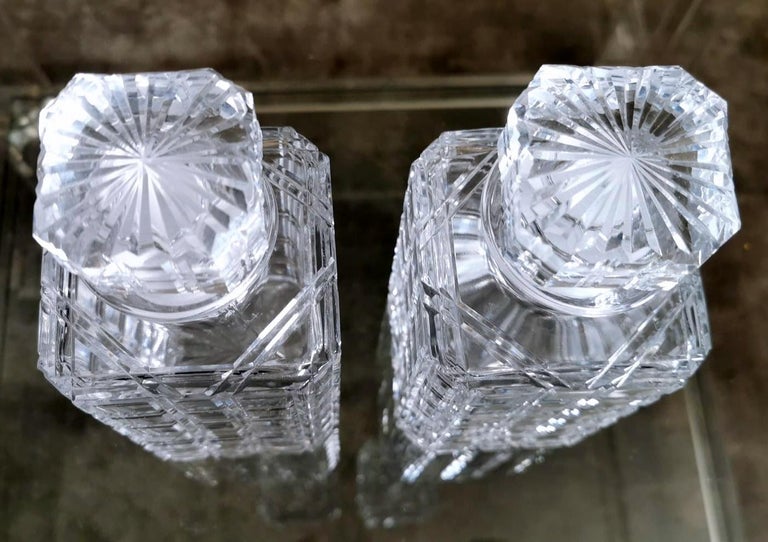 Florentine Craftsmanship Couple Bottles Ground Crystal, Cut and ...