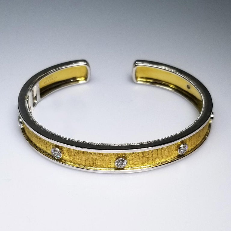 Florentine Finish 18 Karat Gold Etruscan Style Bangle For Sale at 1stDibs