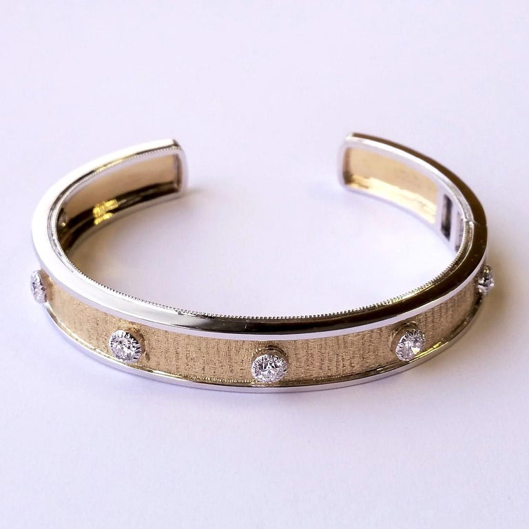 Florentine Finish 18 Karat Gold Etruscan Style Bangle For Sale at 1stDibs