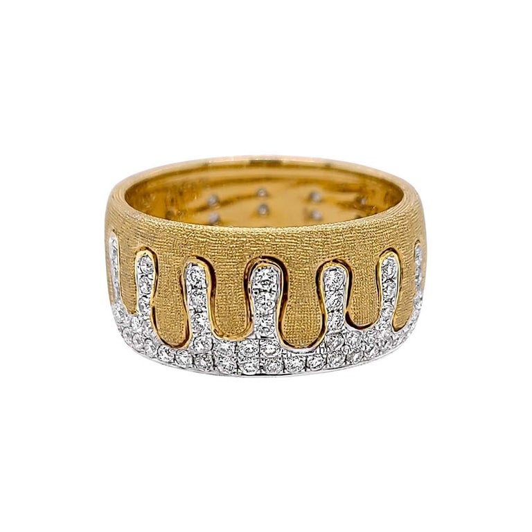 Florentine Finished Two-Tone 18 Karat Gold Italian Diamond Ring For ...