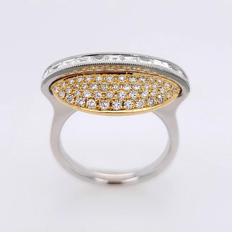 Florentine Finished Two-Tone 18 Karat Gold Italian Diamond Ring For ...