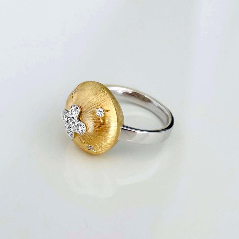 Florentine Finished Two-Tone 18 Karat Gold Italian Diamond Ring For ...