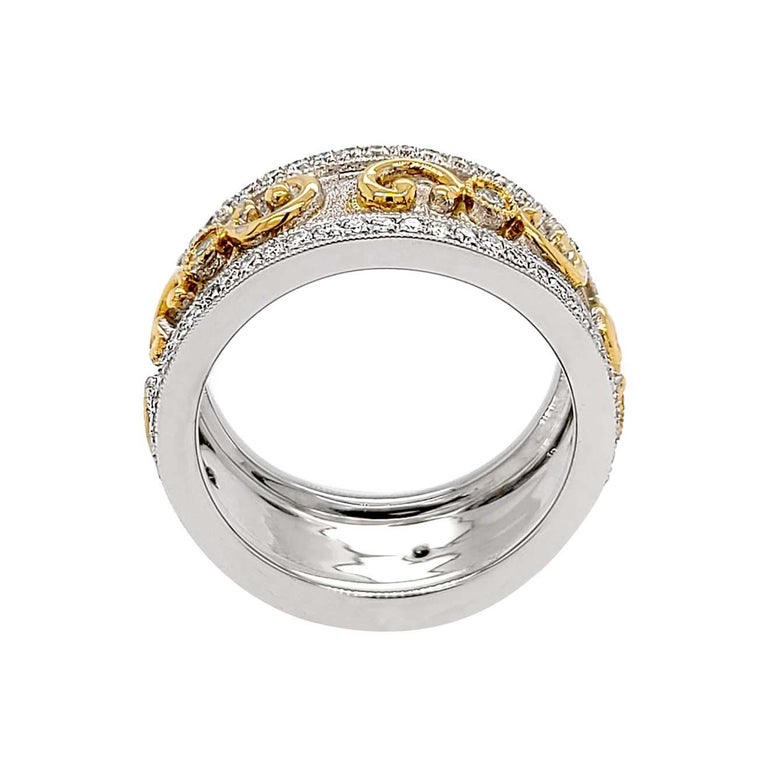 Florentine Finished Two-Tone 18 Karat Gold Italian Diamond Ring For ...