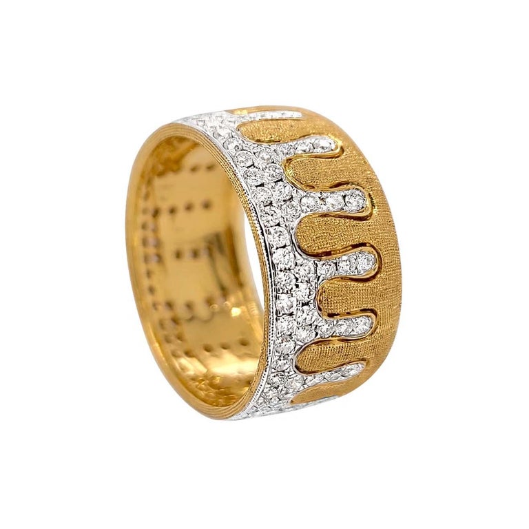 Florentine Finished Two-Tone 18 Karat Gold Italian Diamond Ring For ...
