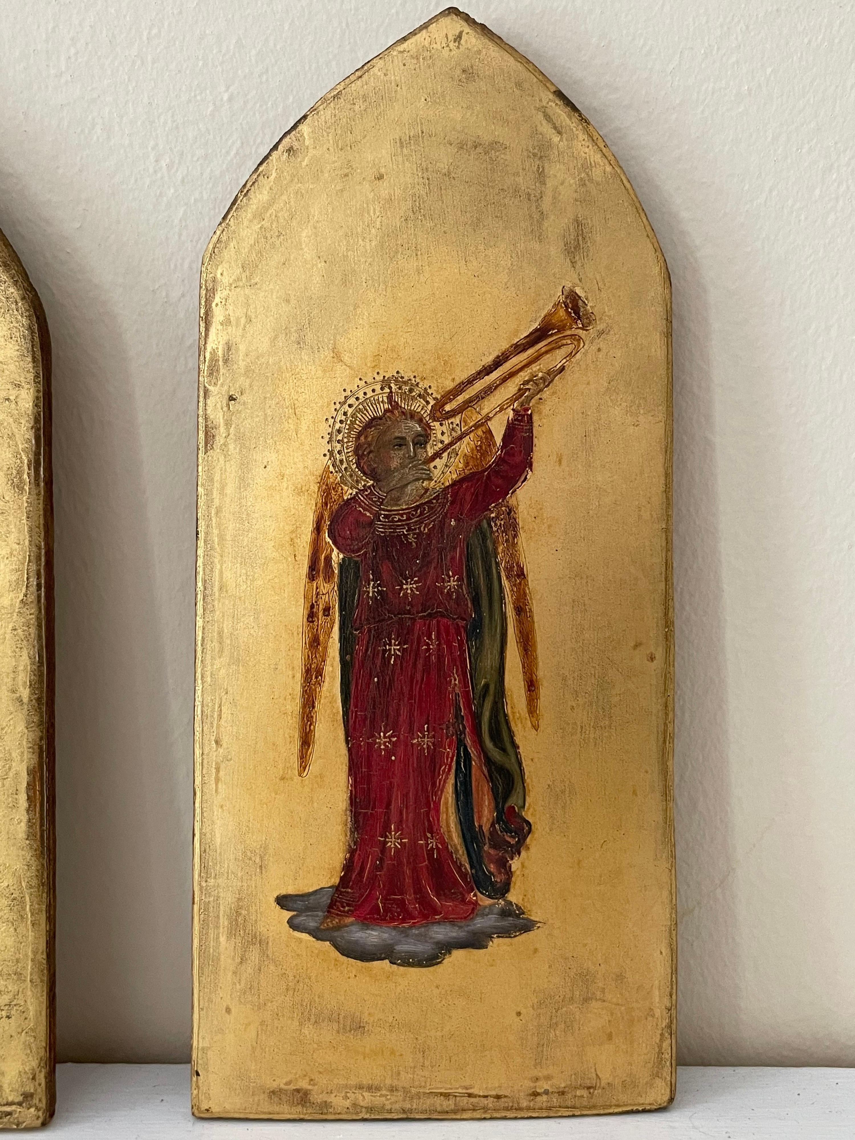 Florentine School - 19th CENTURY PAIR FLORENTINE ARCH TOPPED ANGELIC ...