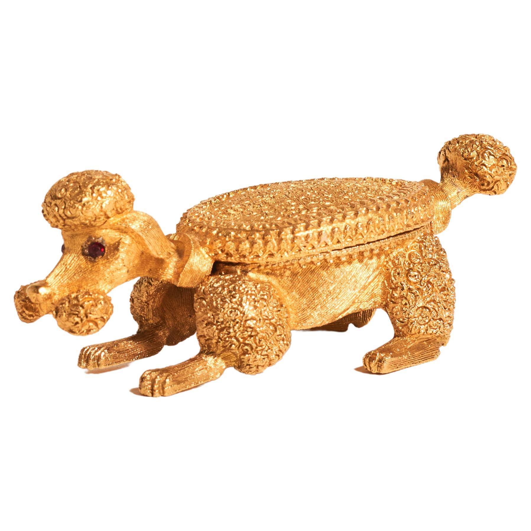 Florenza Gold Toned Poodle Trinket Box at 1stDibs