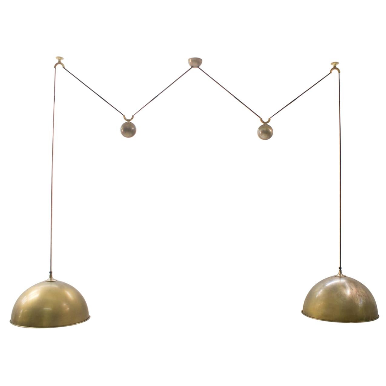 Florian Schulz Double Posa Brass Pendant Lamp with Side Counter Weights ...