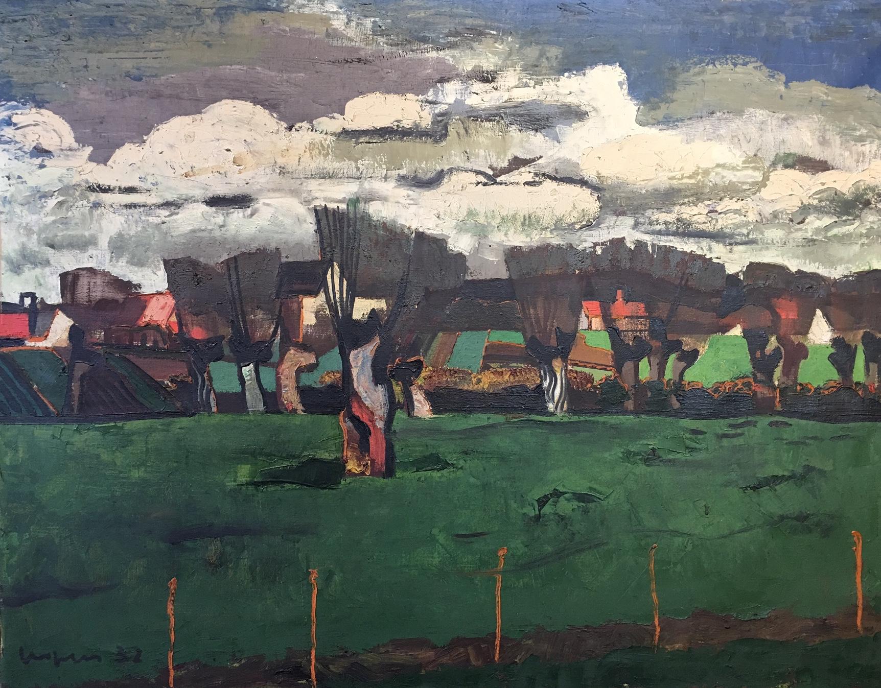 Kay Jackson - Peinture à l'huile originale vintage de style moderniste ...