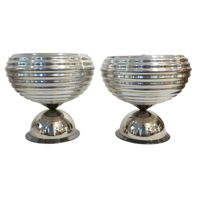 Flos 1960s Silver Tone Pair of Castiglioni Round Polished Aluminum ...