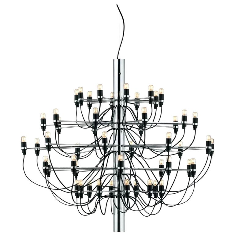 Flos 2097 / 30 Light Bulbs Iron Suspension Pendant Chandelier by Gino Sarfatti at 1stDibs | flos ...