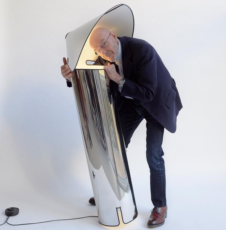 Flos Chiara LED Floor Lamp in Stainless Steel with Black Edge by Mario ...