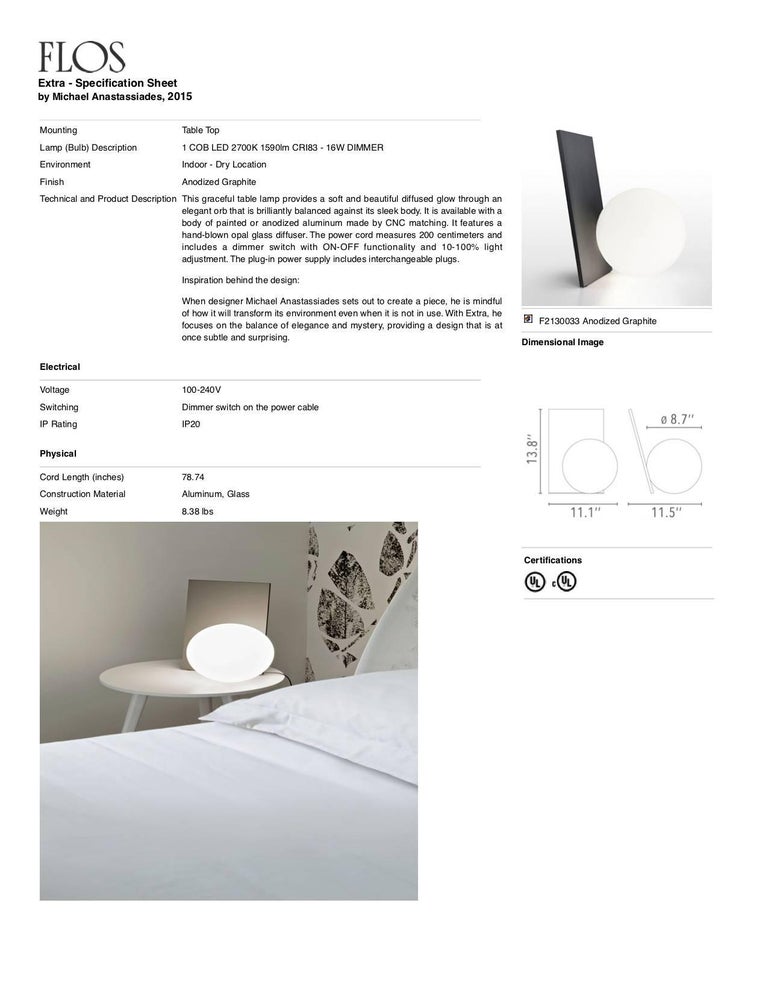 FLOS Extra T Anodized Table Lamp in Graphite by Michael Anastassiades ...