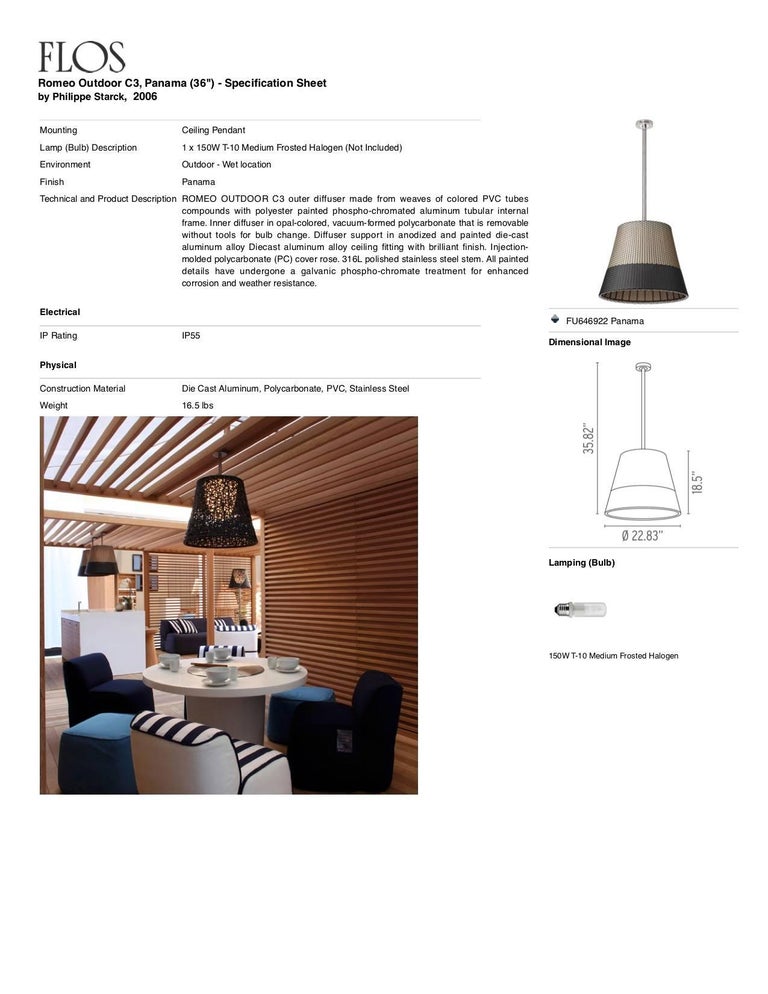 FLOS Romeo 36" Outdoor C3 Light in Green Wall by Philippe Starck For ...