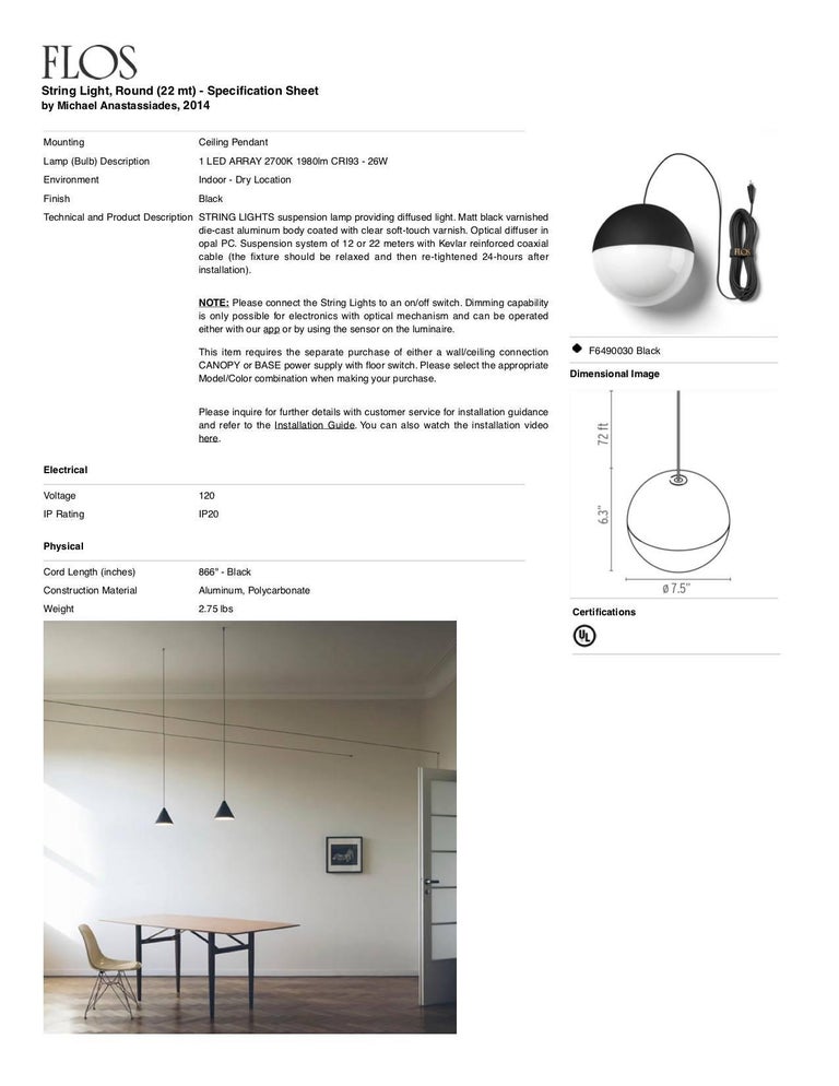 Flos Round String Light with Canopy by Michael Anastassiades at 1stDibs