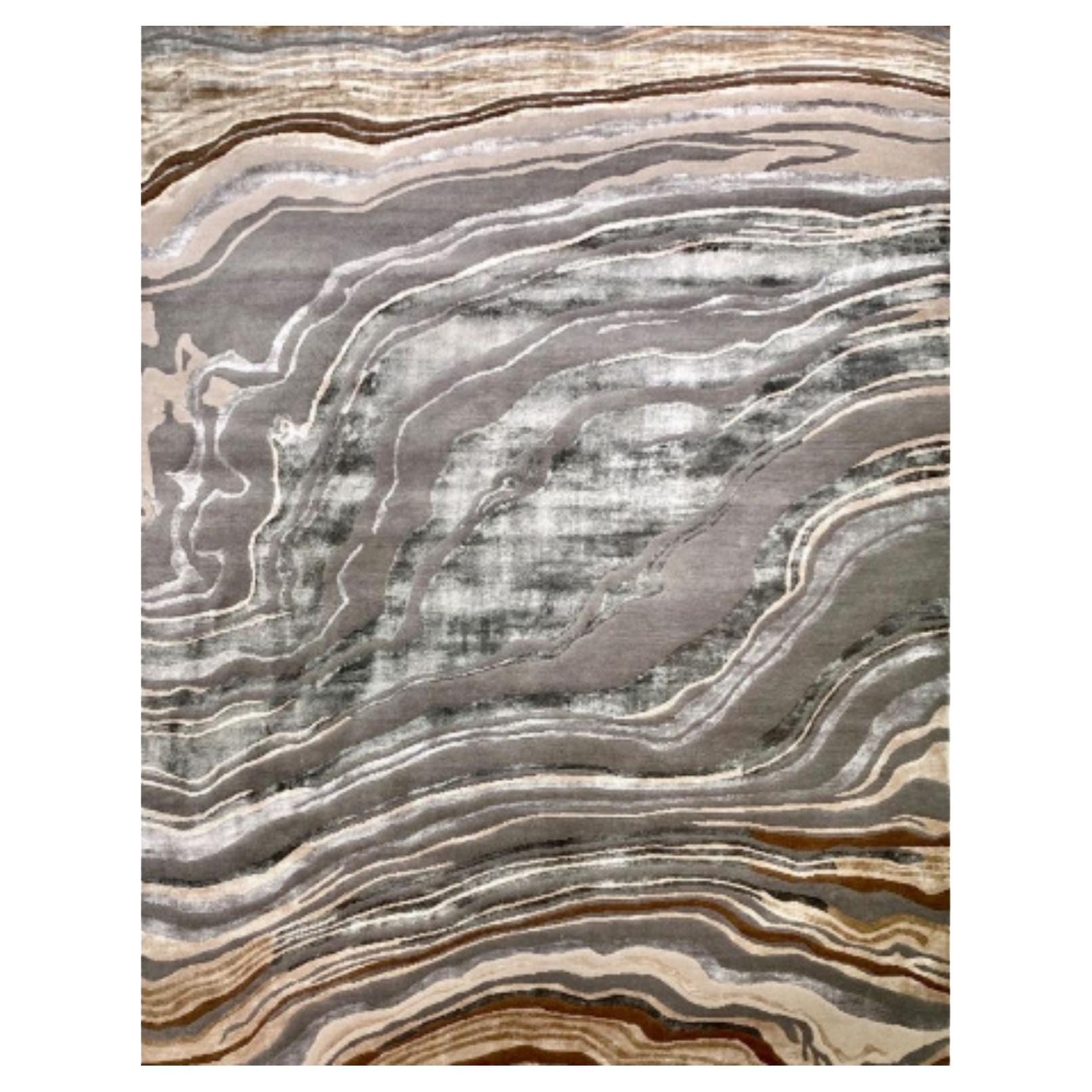 Contemporary Shiny Black Viscose Rug by Deanna Comelllini In Stock ...