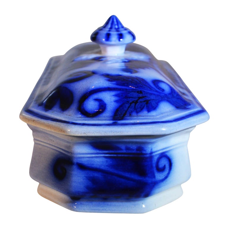 Flow Blue Antique Toothbrush Holder For Sale at 1stDibs