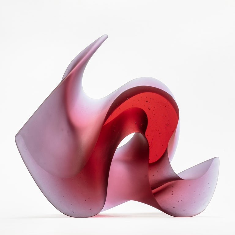 Flow Pink, a Magenta Unique Abstract Cast Glass Sculpture by Karin ...
