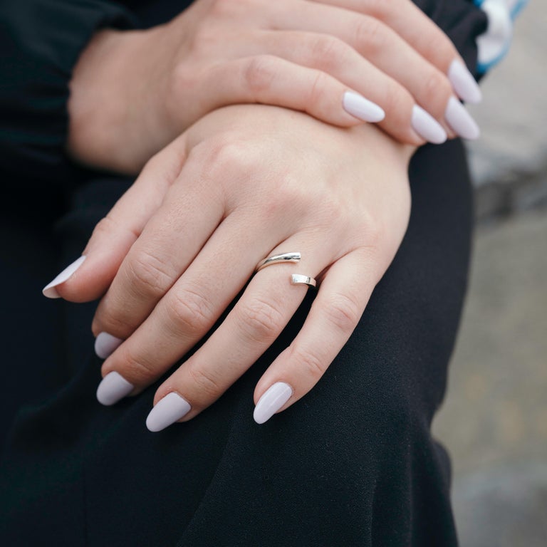 Flow Ring Square to Circle, Sterling Silver For Sale at 1stDibs