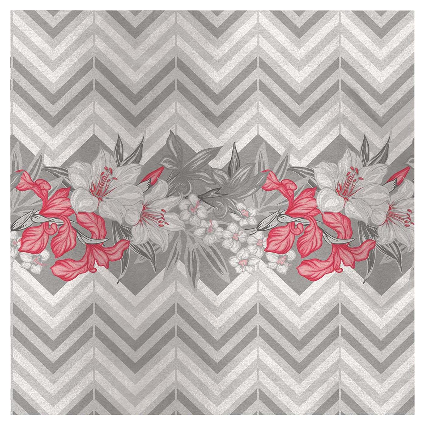 Flower and Chevron Pattern Grey Panel #3 For Sale at 1stDibs