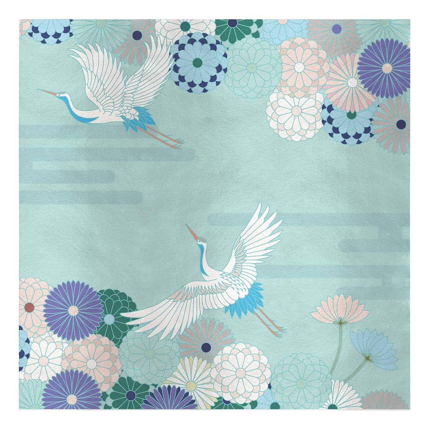 Flower and Storks Light Blue Panel For Sale at 1stDibs