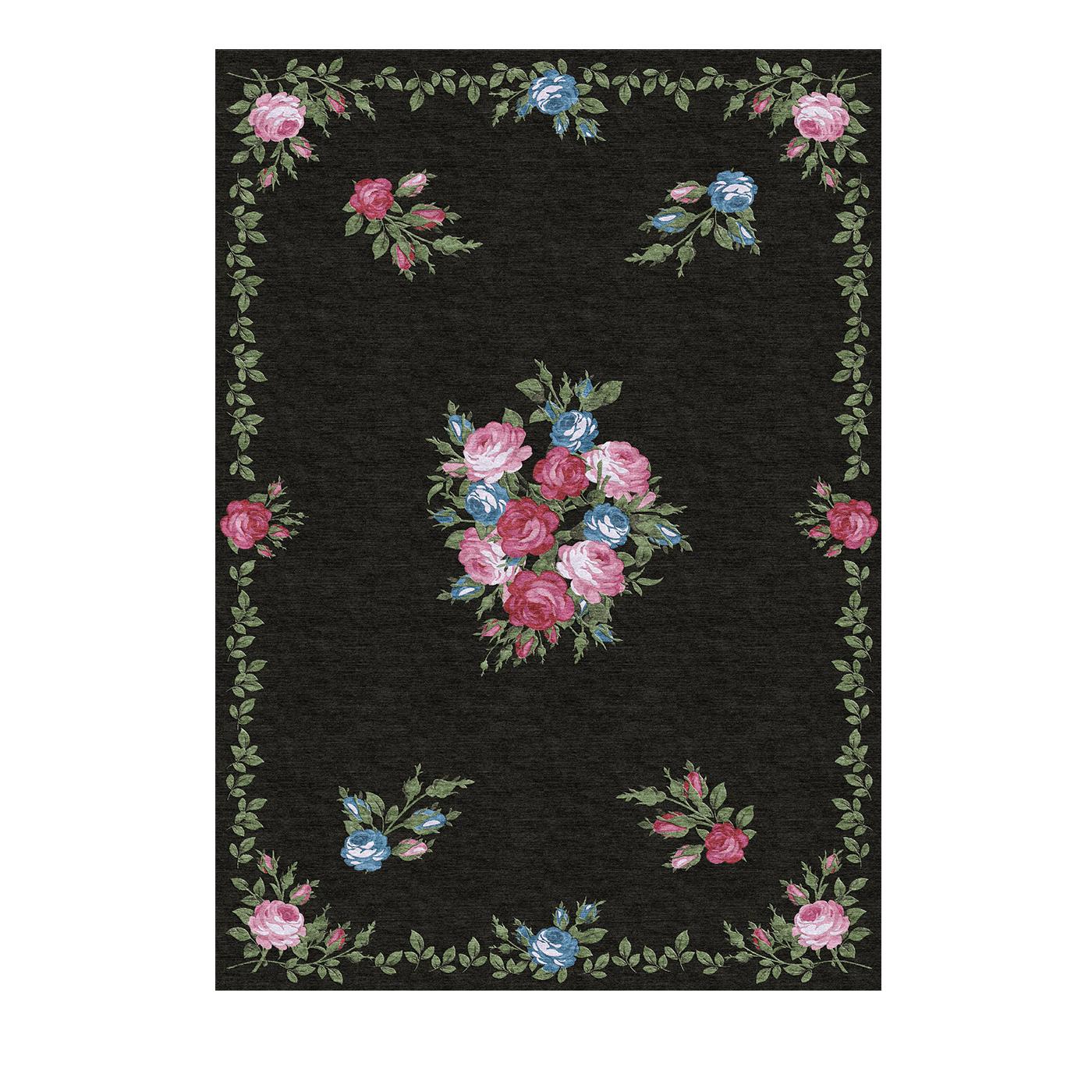 Flower Black Rug For Sale at 1stDibs | black rug with flowers