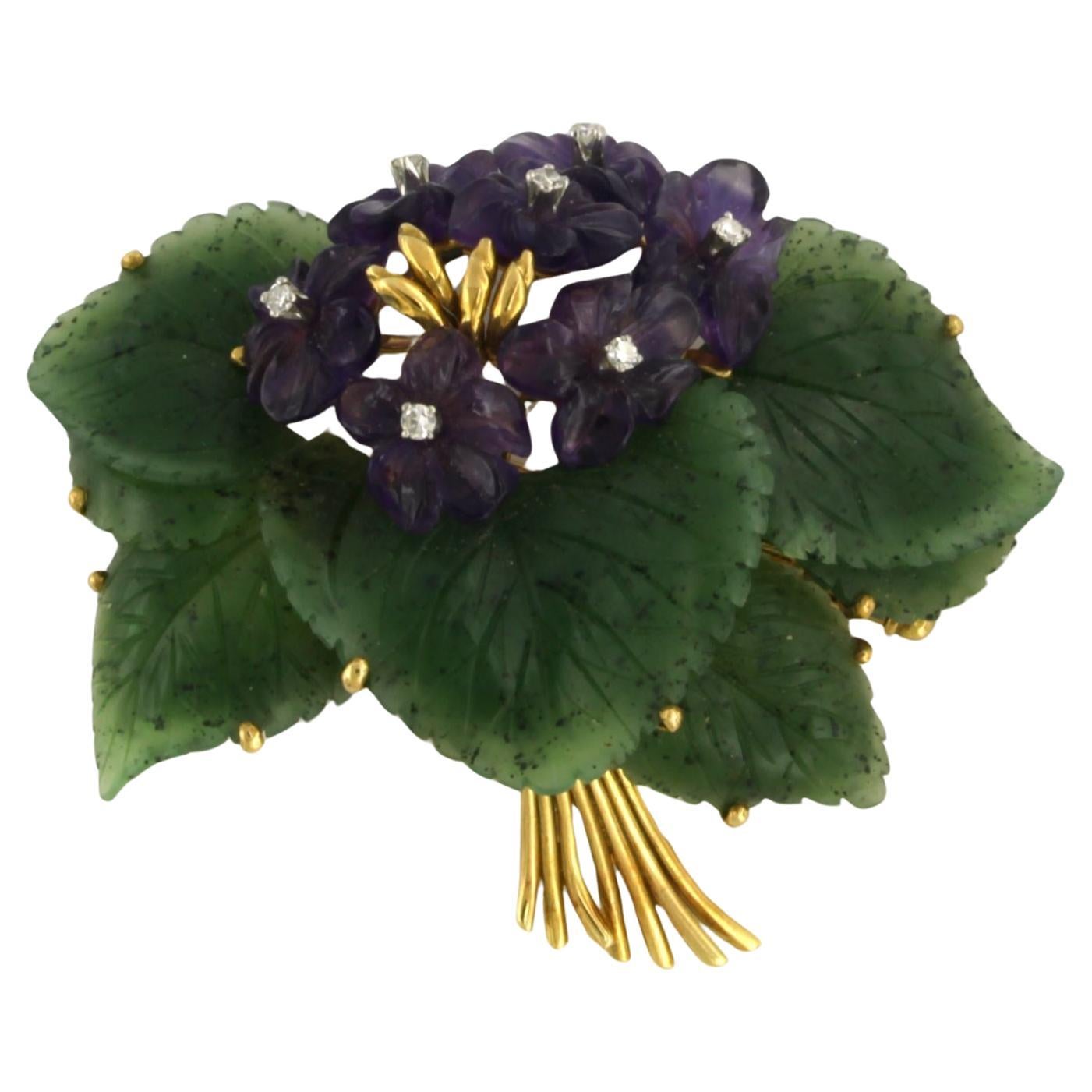 Amethyst Jadeite Violet Flower Bouquet Brooch Pin Gold Featured ...