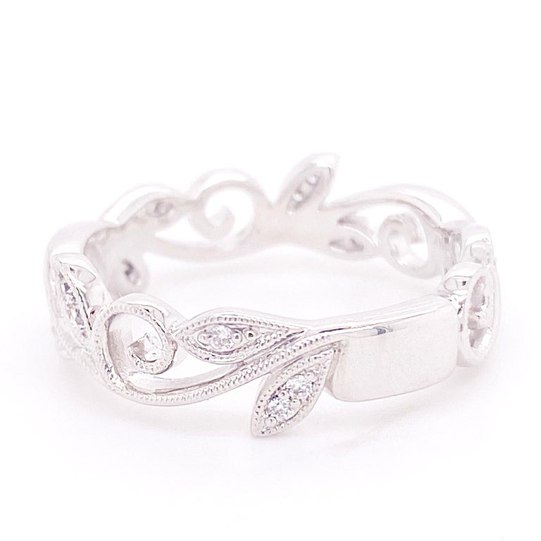 Customizable Flower Leaf Ring W Filigree Design W Diamonds and 14k ...
