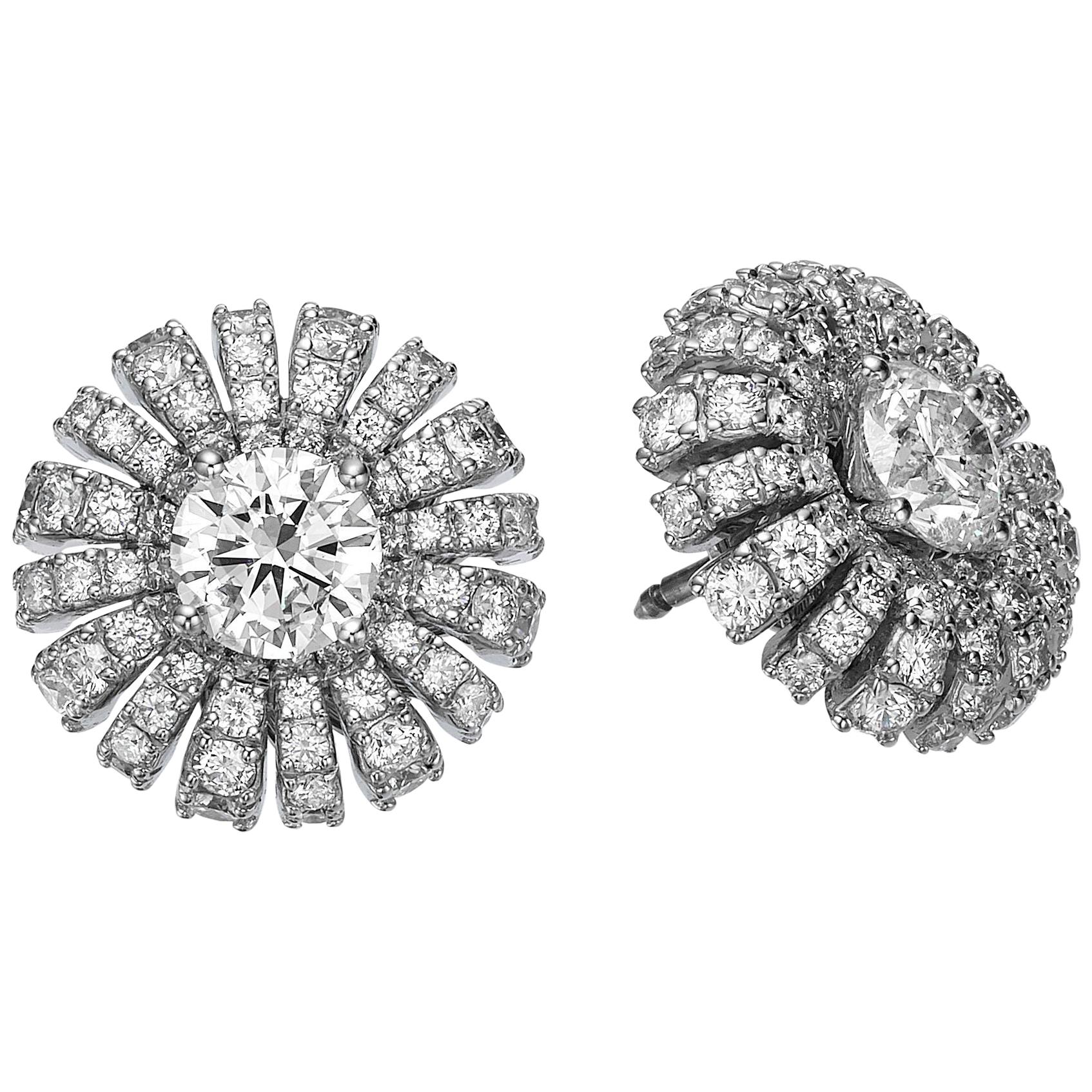 2.84 Carat Floral Interchangeable Diamond Earrings Set with Heart Shape ...