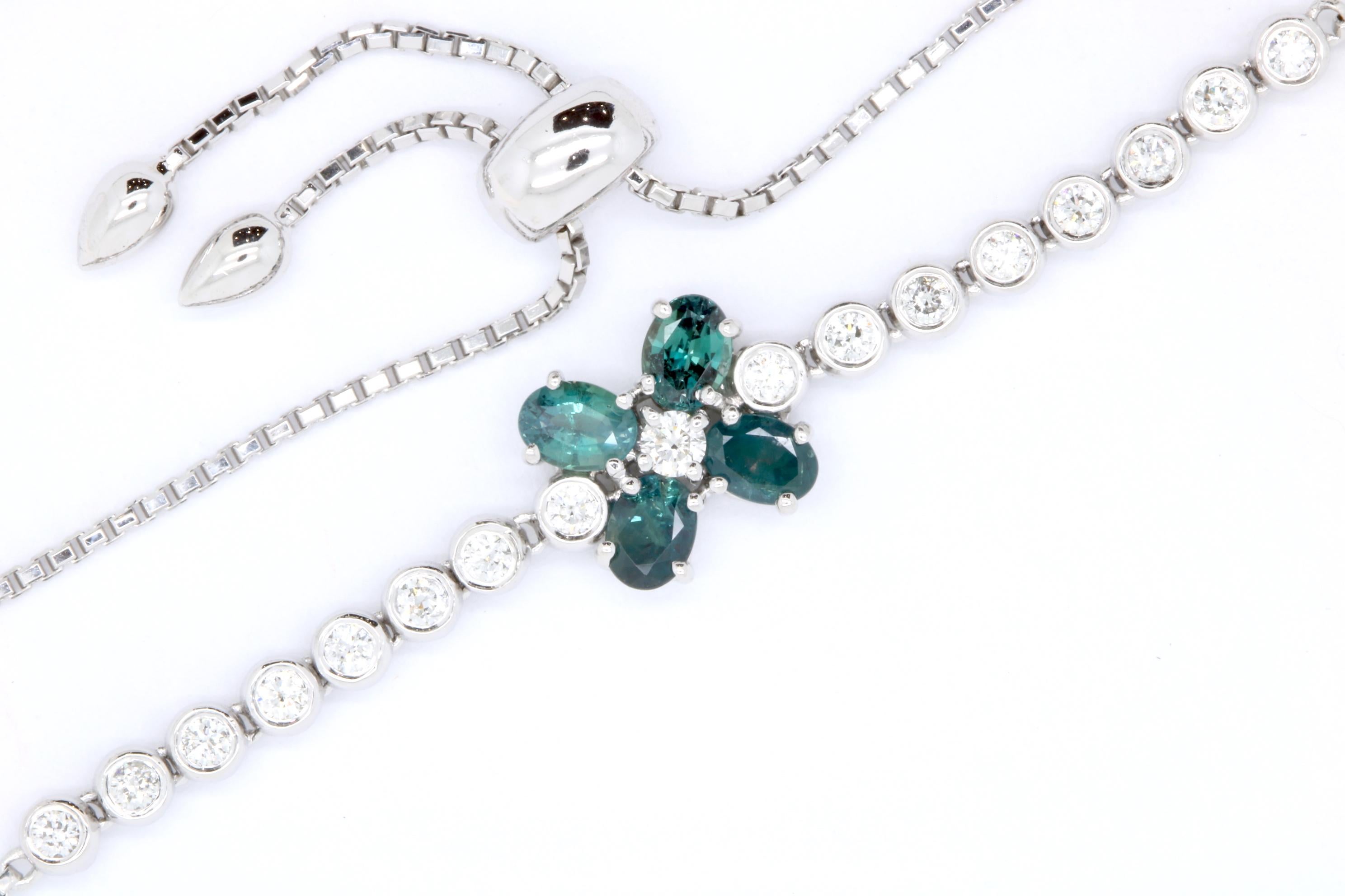 Flower Natural Color Changing Alexandrite White Diamond Bolo Bracelet ...