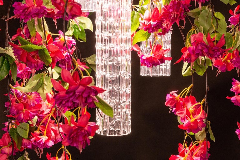 Flower Power Fuchsia Cascade Small Round Chandelier, Fuchsia Color ...