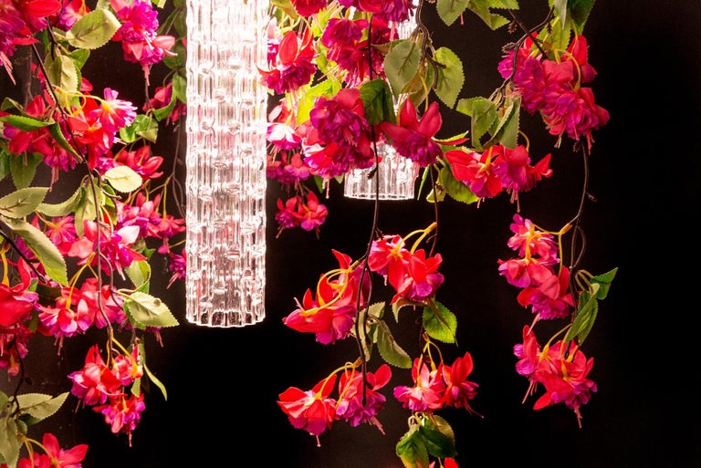 Flower Power Fuchsia Cascade Small Round Chandelier, Fuchsia Color ...