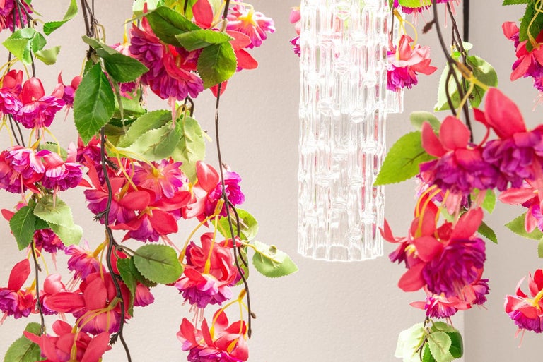 Flower Power Fuchsia Cascade Small Round Chandelier, Fuchsia Color ...
