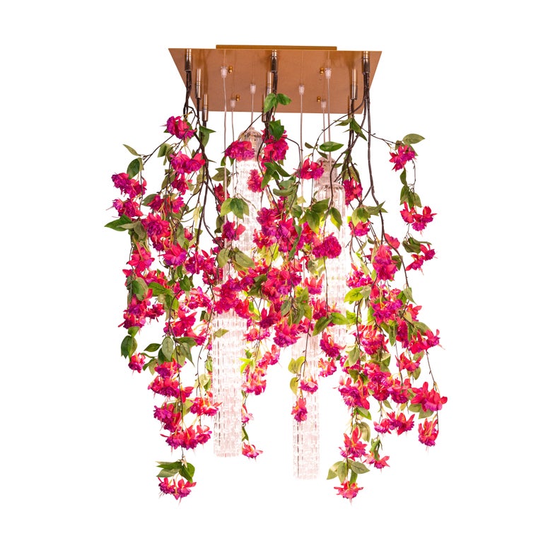 Flower Power Fuchsia Cascade Square Chandelier, Fuchsia Color, Venice ...